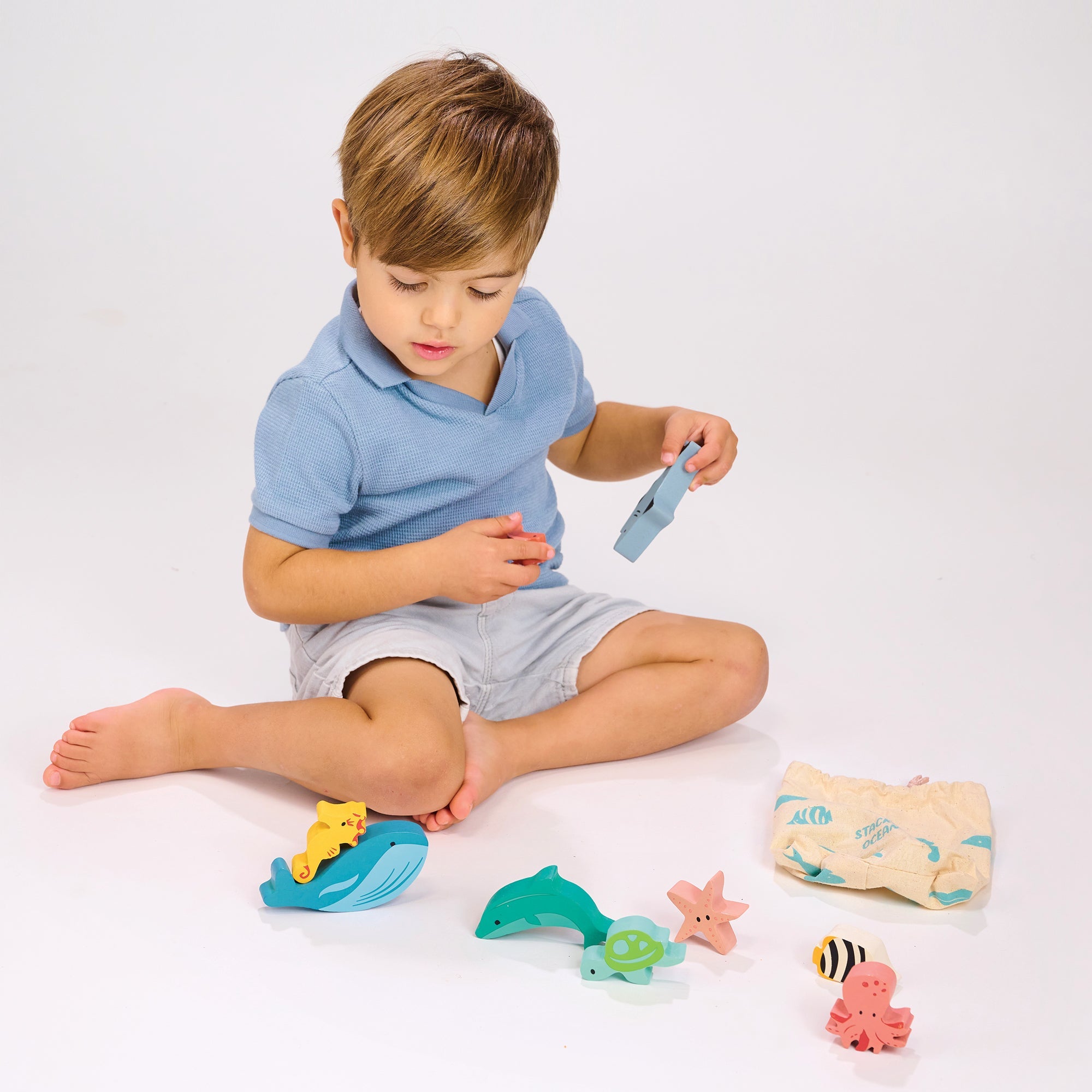 Wooden Ocean Stacking Toy for Toddlers — Age 18m+ | Mentari